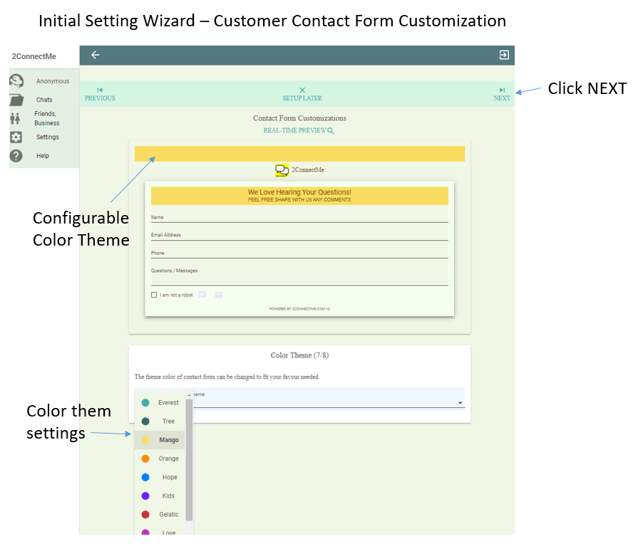 Initial Settings Wizard – 2ConnectMe