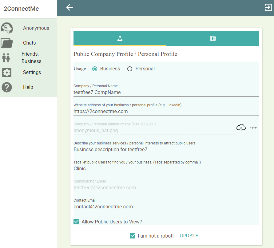 Company Public Profile – 2ConnectMe